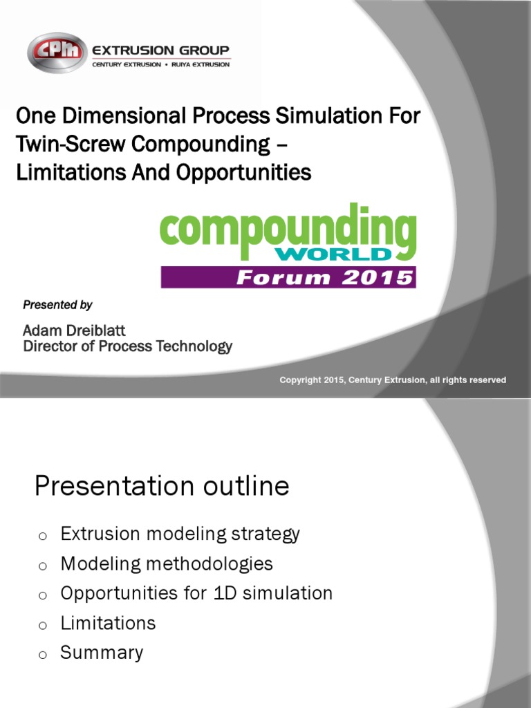 One-Dimensional Simulation For Twin Screw Compounding | PDF | Extrusion ...