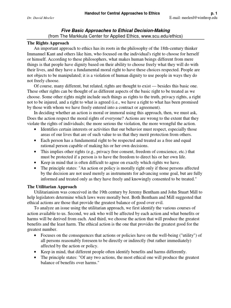 5 Ethical Approaches | PDF | Common Good | Utilitarianism