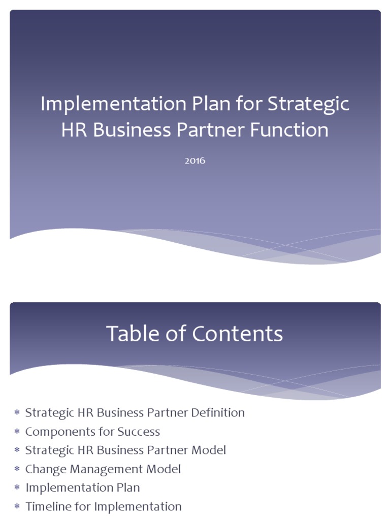 Implementation Plan For Strategic HRBP | PDF | Strategic Management ...