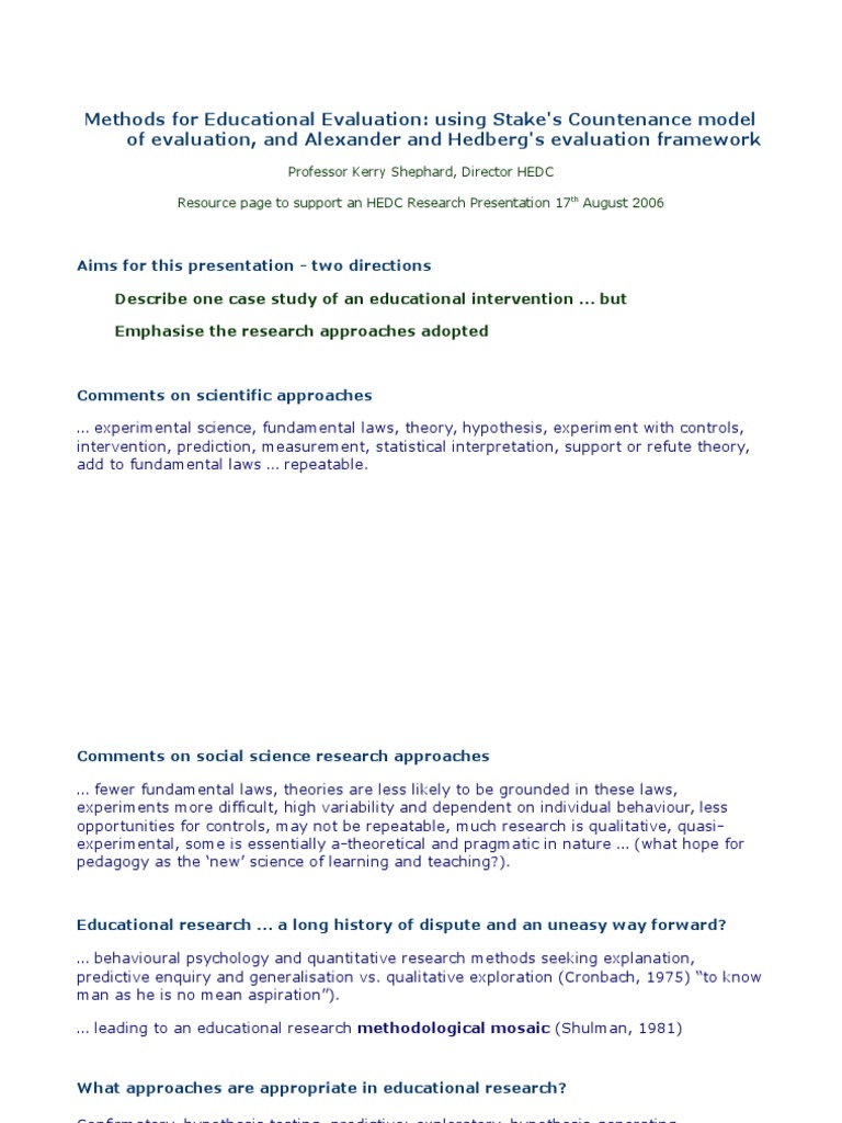Stake S Countenance Model | PDF | Scientific Method | Experiment