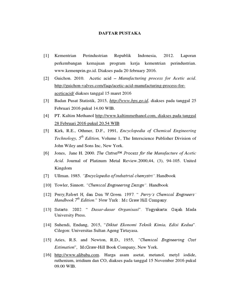 Daftar Pustaka | Chemical Substances | Process Engineering