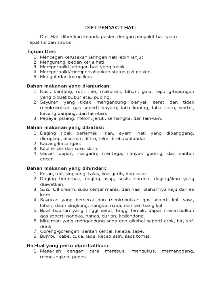 Diet Sehat untuk Penyakit Hati | PDF