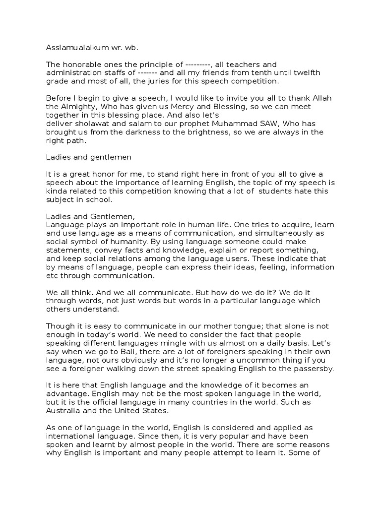 English Speech | PDF | English Language | Speech