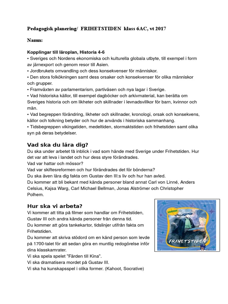 Pedagogisk Planering 6ac vt2017 | PDF