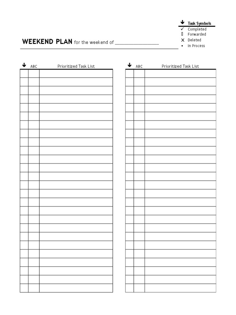 Weekend Plan: For The Weekend of | PDF