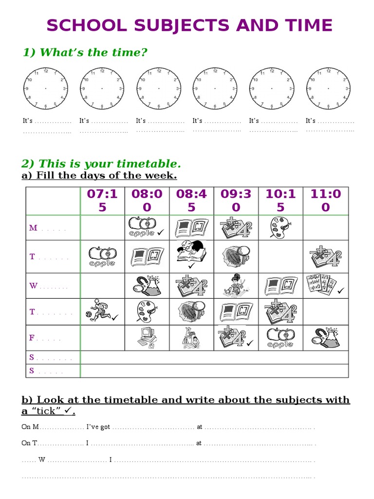 School Subjects and Time | PDF | Teaching Methods & Materials
