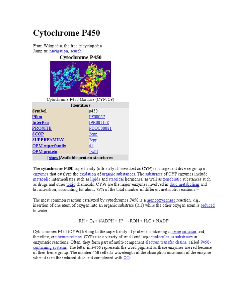 Cytochrome P450 | PDF | Cytochrome P450 | Pharmacology