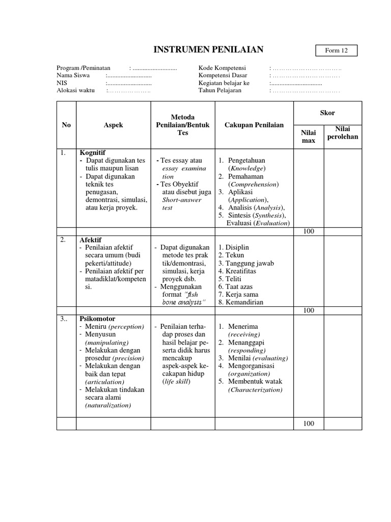 Instrumen Penilaian PDF | PDF