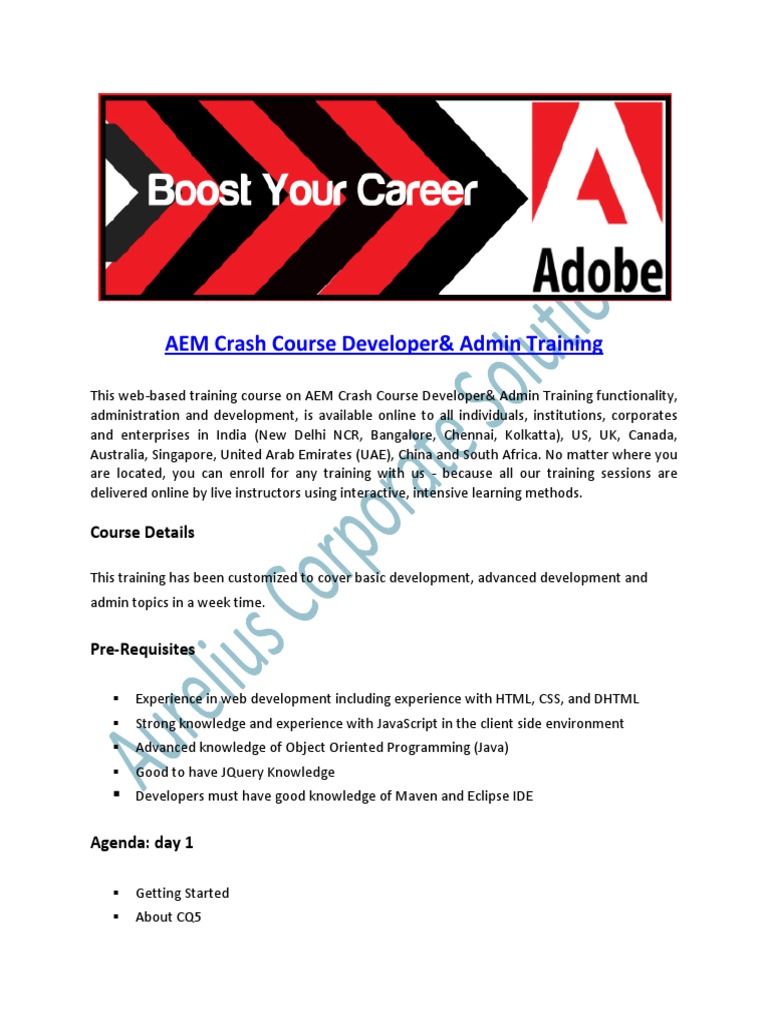 AEM Crash Course Developer & Admin Online Training & Certification ...
