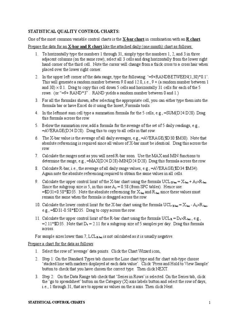 Statistical Quality Control Charts | PDF | Histogram | Spreadsheet