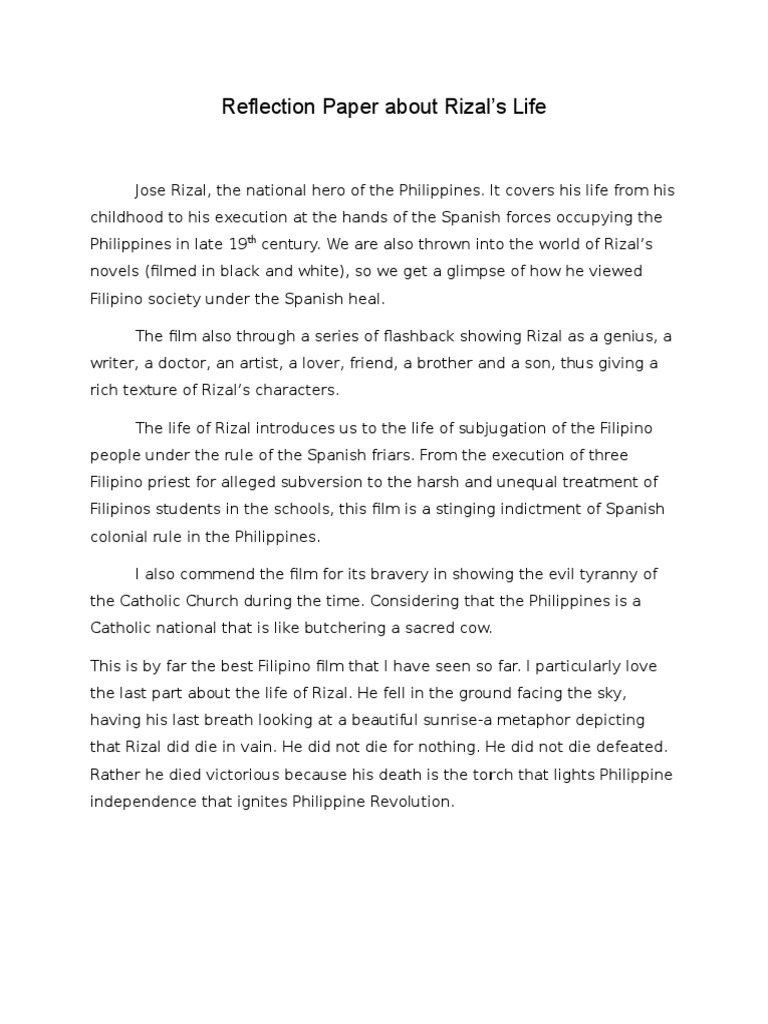 Rizal's Life: A Reflection on Heroism | PDF | Social Science | General Fiction