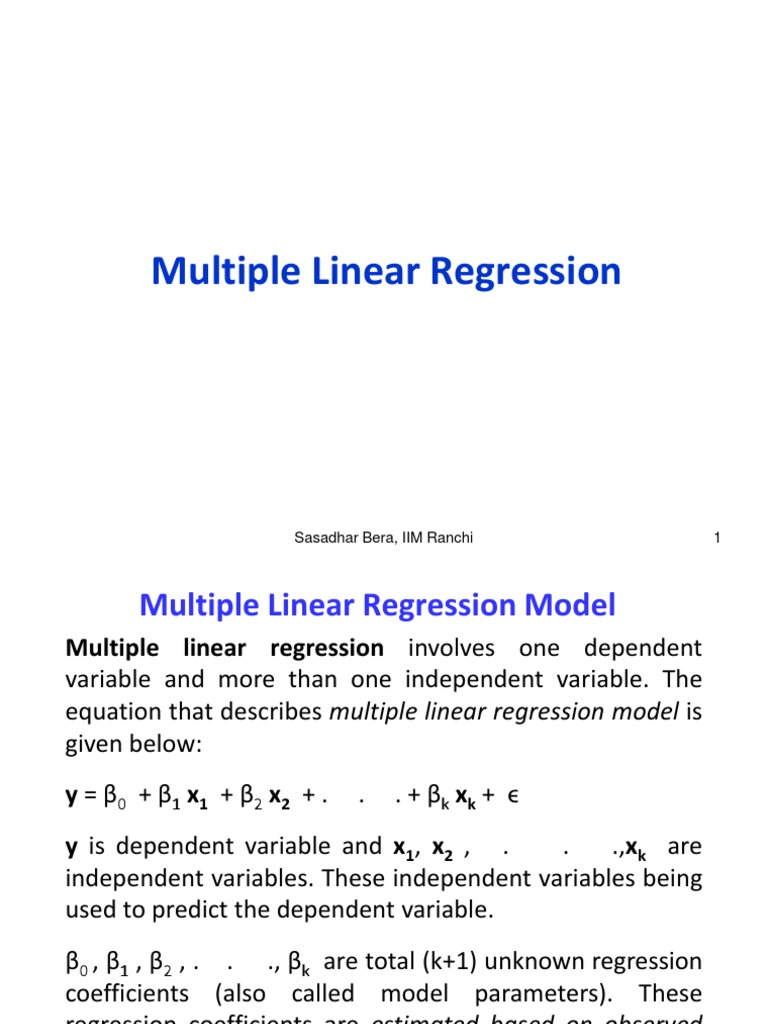 2b Multiple Linear Regression | PDF | Errors And Residuals | Regression ...