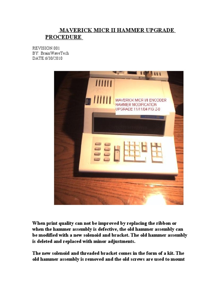 Maverick Micr II Hammer Upgrade Procedure Rev1 | PDF | Unrest