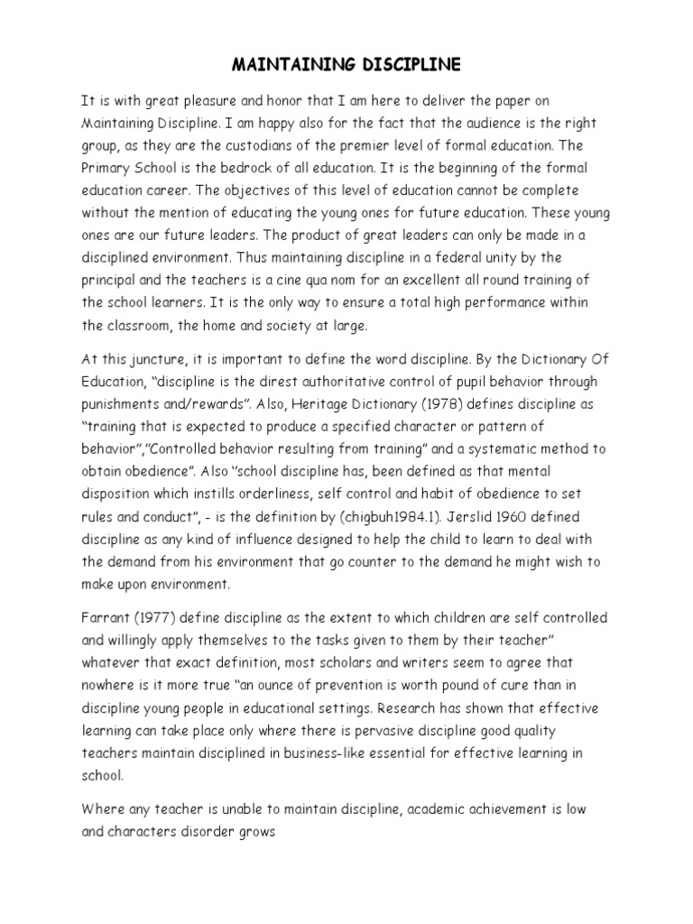 Maintaining Discipline | PDF | Teachers | Reinforcement