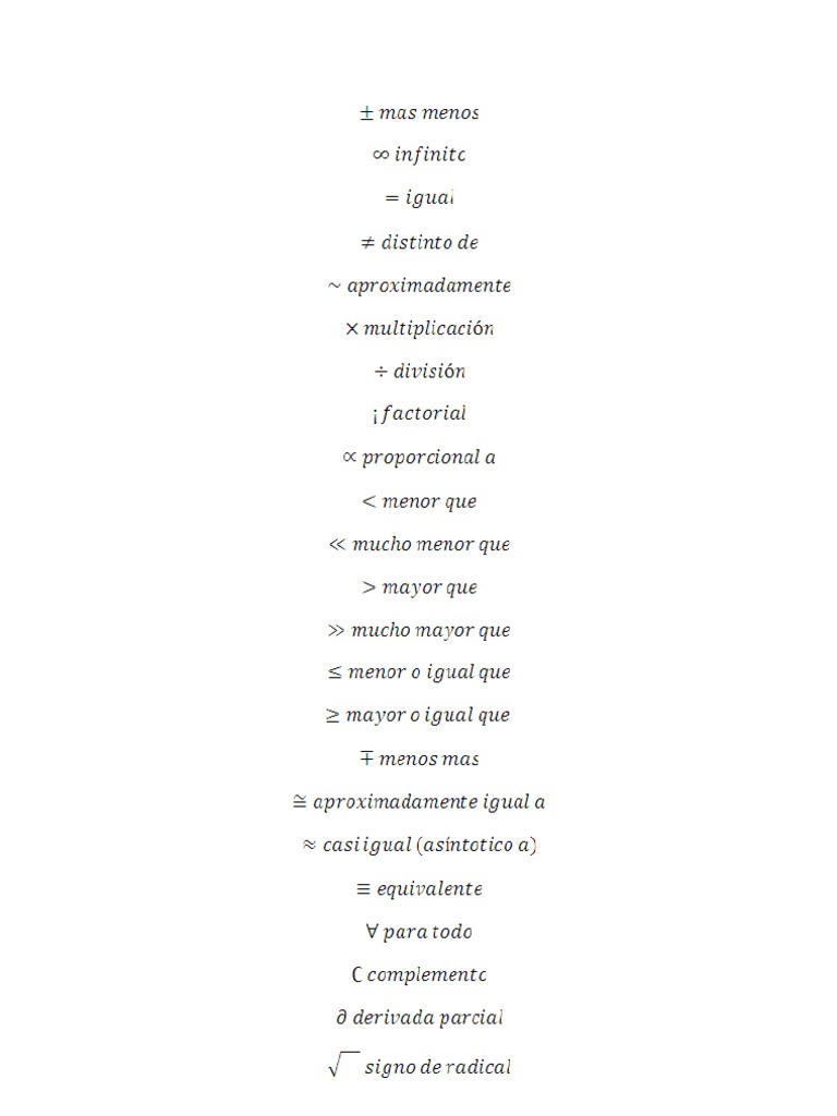 Tabla de Simbolos Matematicos | PDF