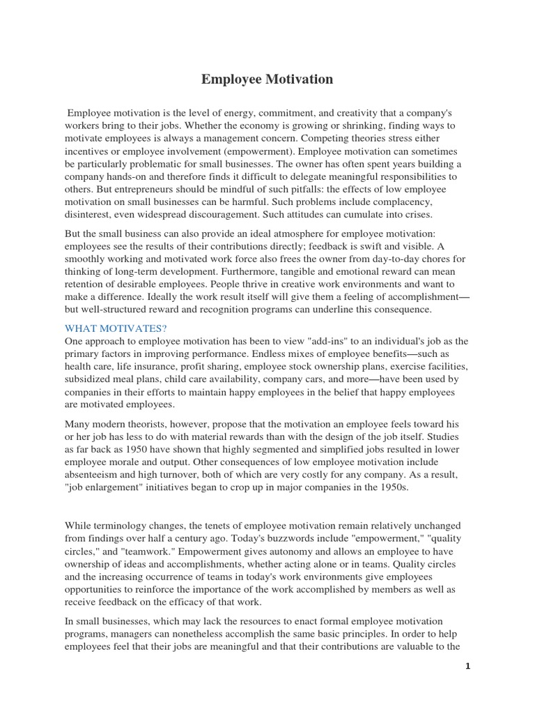 Employee Motivation | PDF | Motivation | Motivational