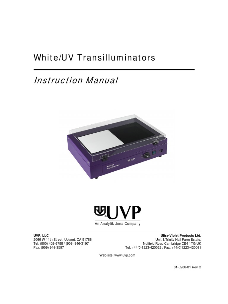 UVP Transilluminators White UV Manual | Download Free PDF | Ultraviolet | Electromagnetic Spectrum