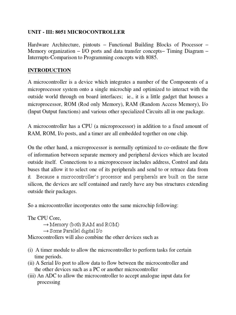 MPMC Eee Unit - III 8051 Microcontroller | PDF | Microcontroller ... MPMC Eee Unit - III 8051 Microcontroller | PDF | Microcontroller ...