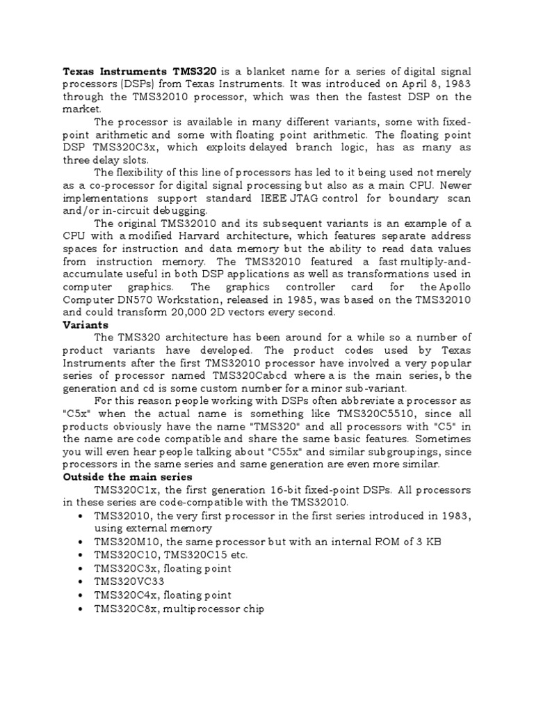 TMS Processor | PDF | Central Processing Unit | Office Equipment