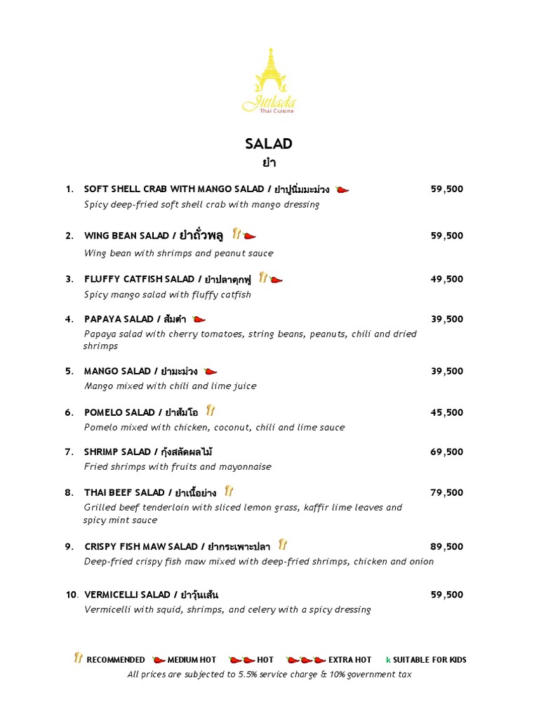 Jittlada Menu (Updated May 14) | PDF | Thai Cuisine | Curry