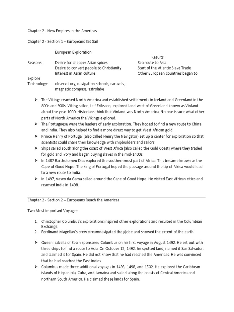 Chapter 2 Notes New Empires in The Americas | Download Free PDF ...