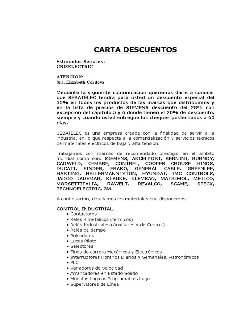 Carta A Clientes - Descuentos 2016 - Imprimir | Transformador | voltaje