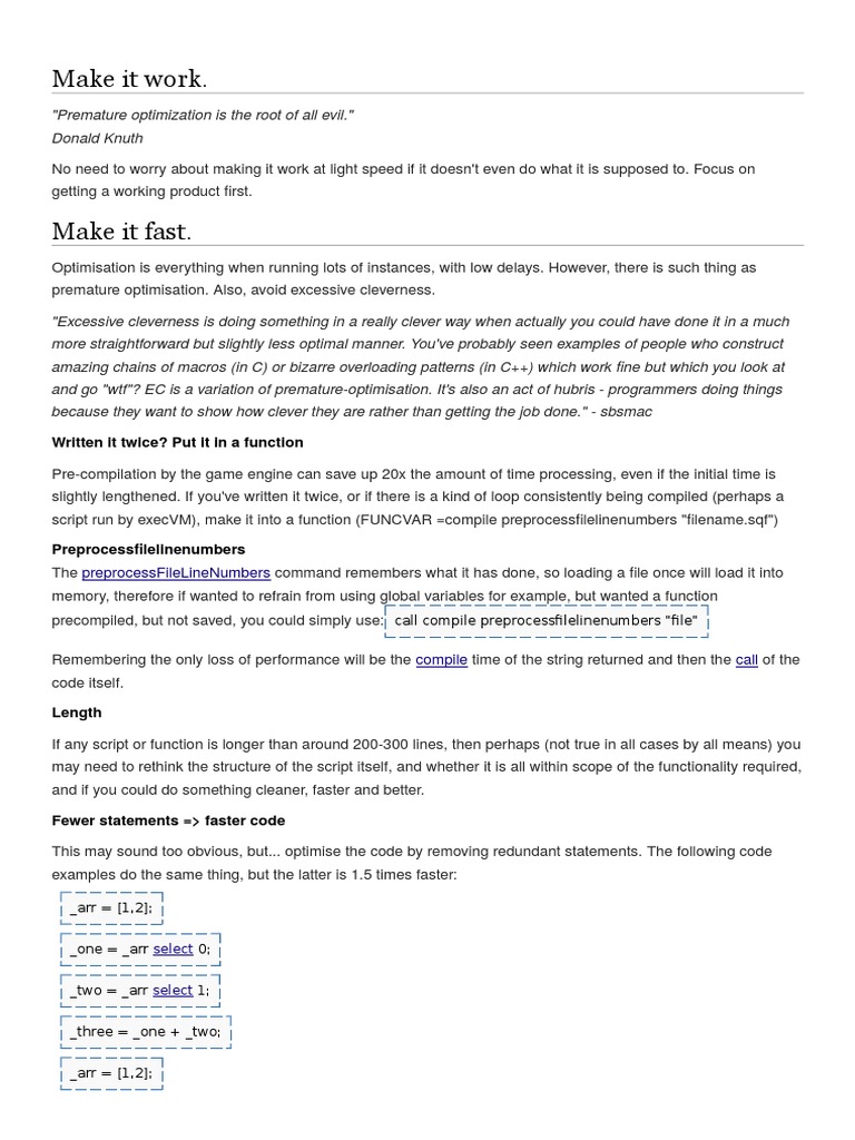 Arma 3 Code Optimisation | PDF | Program Optimization | Control Flow