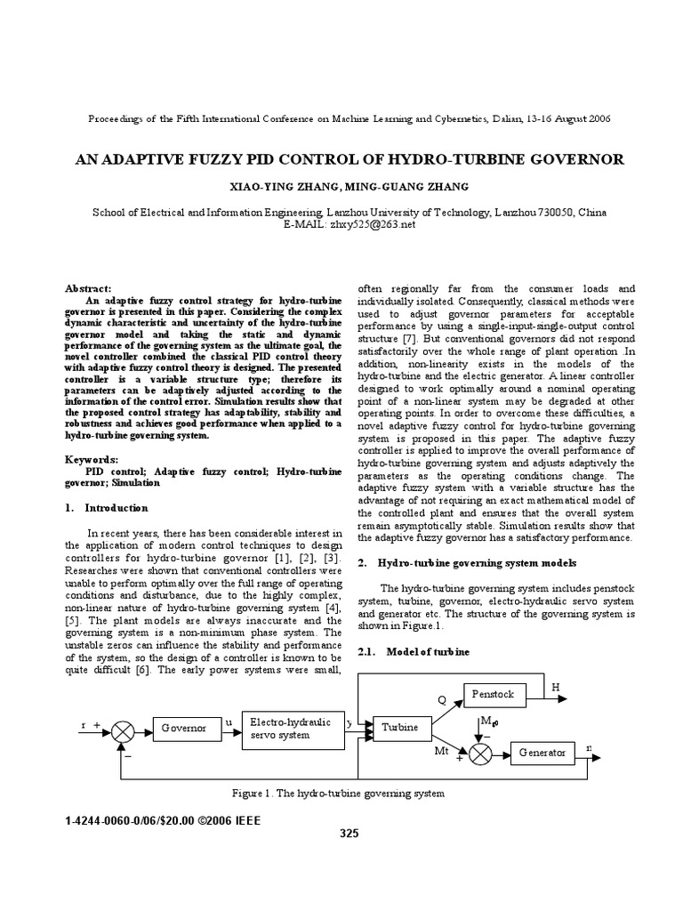 An Adaptive Fuzzy Pid Control of Hydro-Turbine Governor: Xiao-Ying Zhang, Ming-Guang Zhang | PDF ...