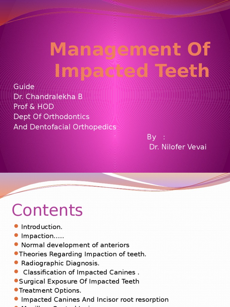 Management of Impacted Teeth | PDF | Tooth | Human Tooth