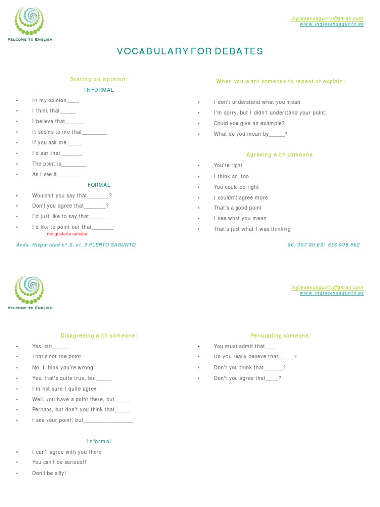 Vocabulary for Debates | PDF