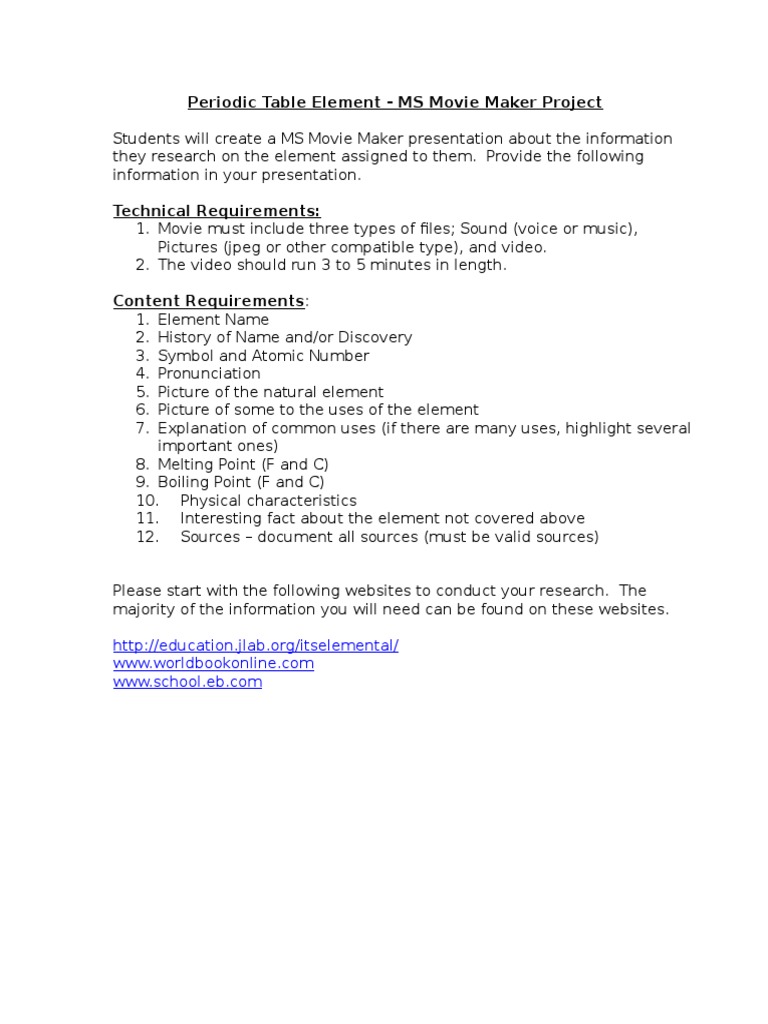 Periodic Table Project | PDF