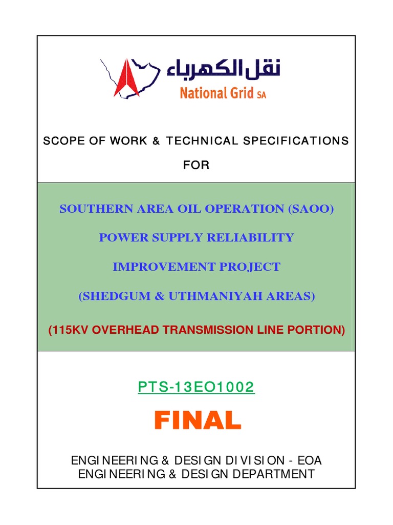 Final: Southern Area Oil Operation (Saoo) Power Supply Reliability ...