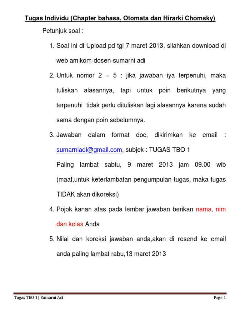 Tugas TBO: Hirarki Chomsky dan Otomata | PDF