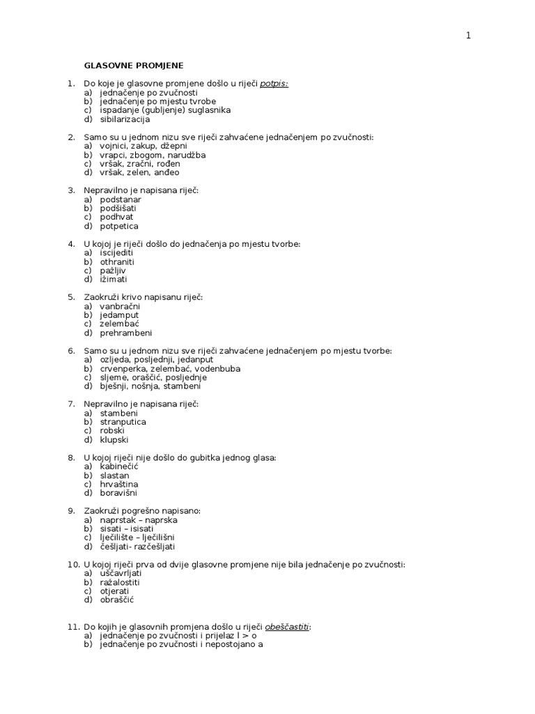 Glasovne Promjene Zbirka | PDF