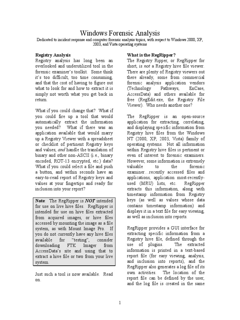 Reg Ripper | PDF | Windows Registry | Filename