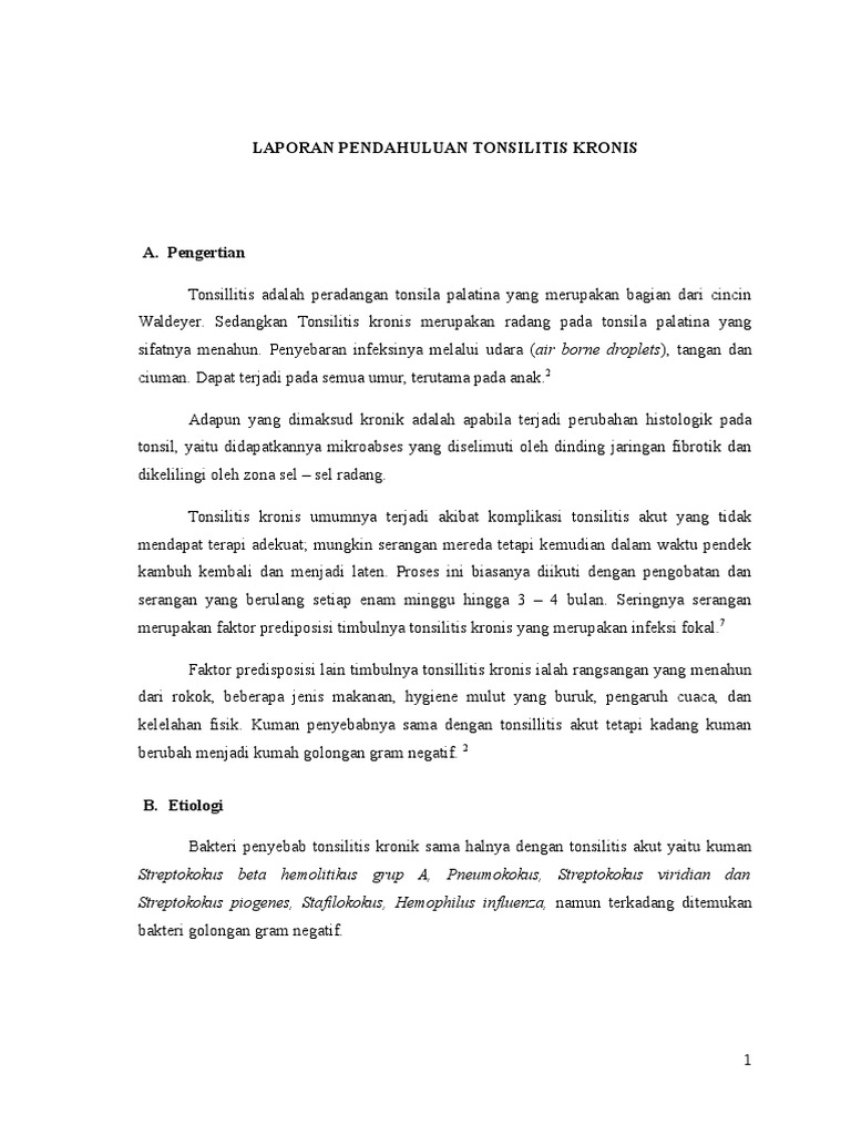 LP Tonsilitis Kronik Ruang OK | PDF