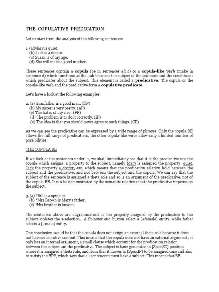 The Copulative Predication | PDF | Predicate (Grammar) | Subject (Grammar)