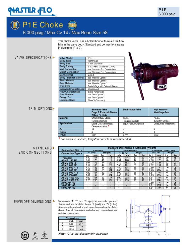 Masterflow P1E Choke | Valve | Gas Technologies