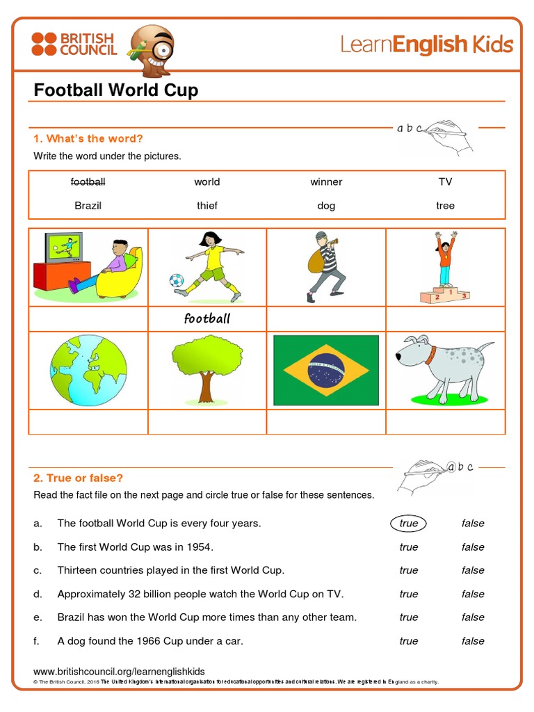Reading Practice Football World Cup Worksheet v2 | PDF