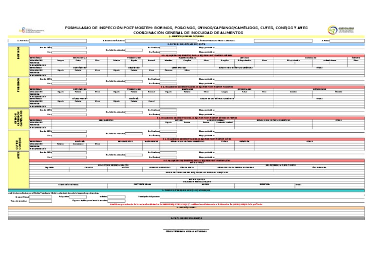 FORMULARIO DE INSPECCI+ôN POST-MORTEM BOVINOS, PORCINOS, OVINOSCAPRINOS,... | PDF