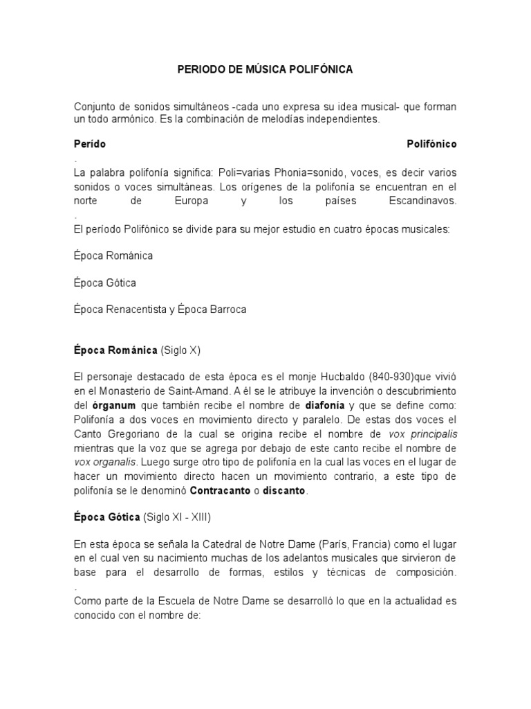 Periodo de Música Polifónica | PDF | Musicología | Las artes escénicas