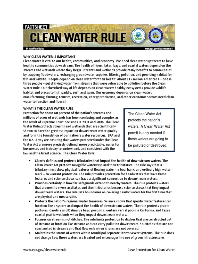 EPA Clean Water Fact Sheet - Backed Up EPA Doc - Summary Final 1 | PDF ...