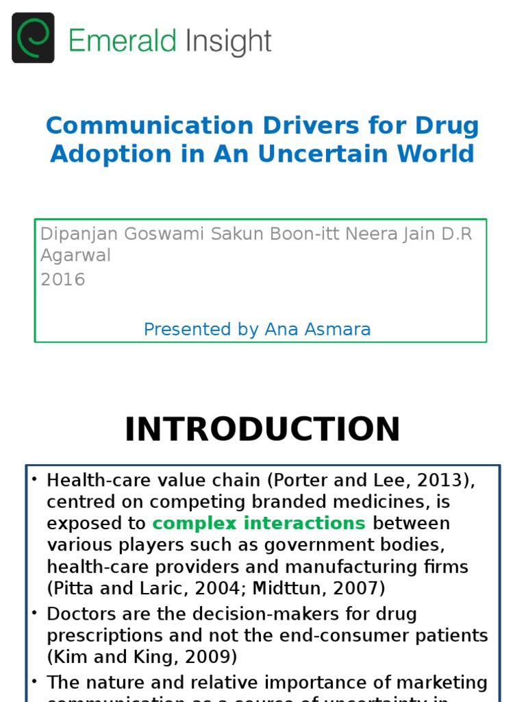 Communication Drivers For Drug Adoption | PDF | Psychological Concepts ...
