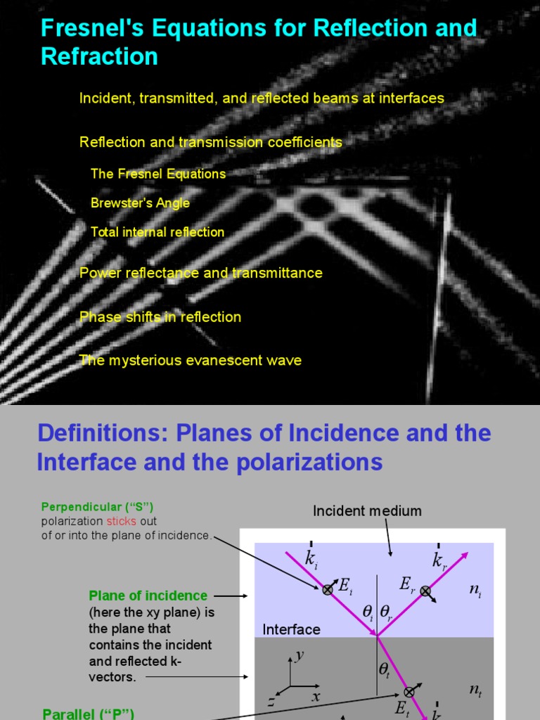 Fresnel Equations | PDF | Reflection (Physics) | Optical Fiber