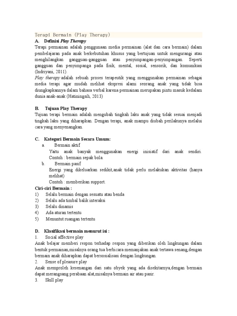 Terapi Bermain | PDF