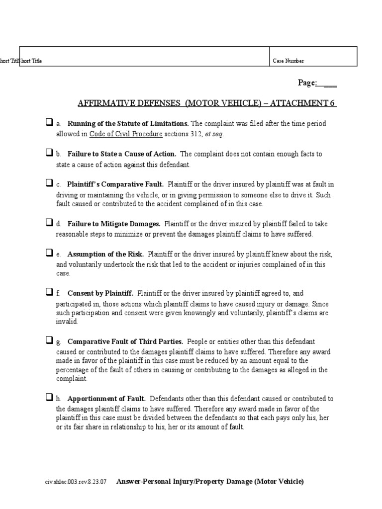 Affirmative Defenses in Negligence Cases | PDF | Plaintiff | Lawsuit