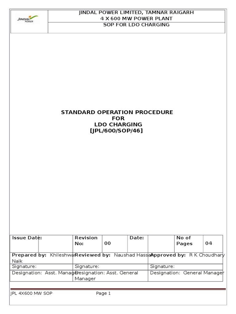 Sop Ldo Charging r01 | PDF | Valve | Pump