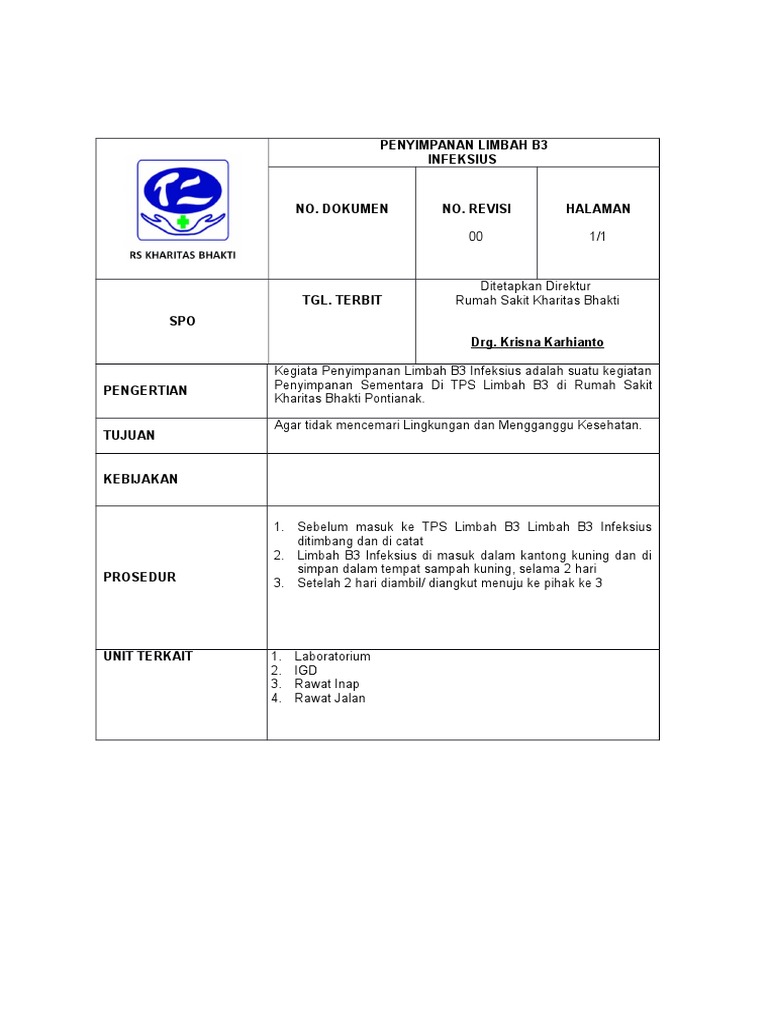 SOP Penyimpanan Limbah B3 | PDF