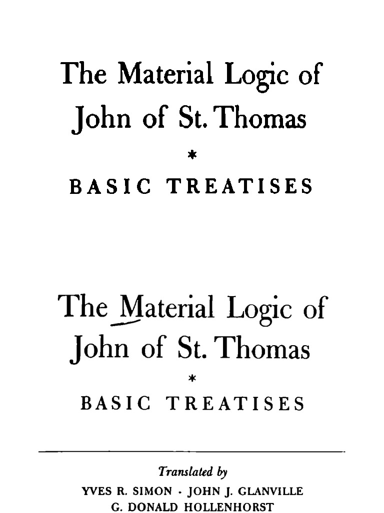 Material Logic (John of St. Thomas) | PDF