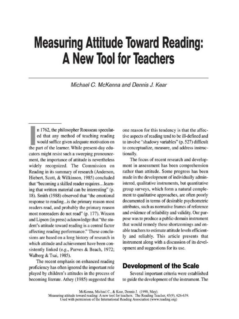 Garfield Reading Attitude Scoring Sheet | PDF